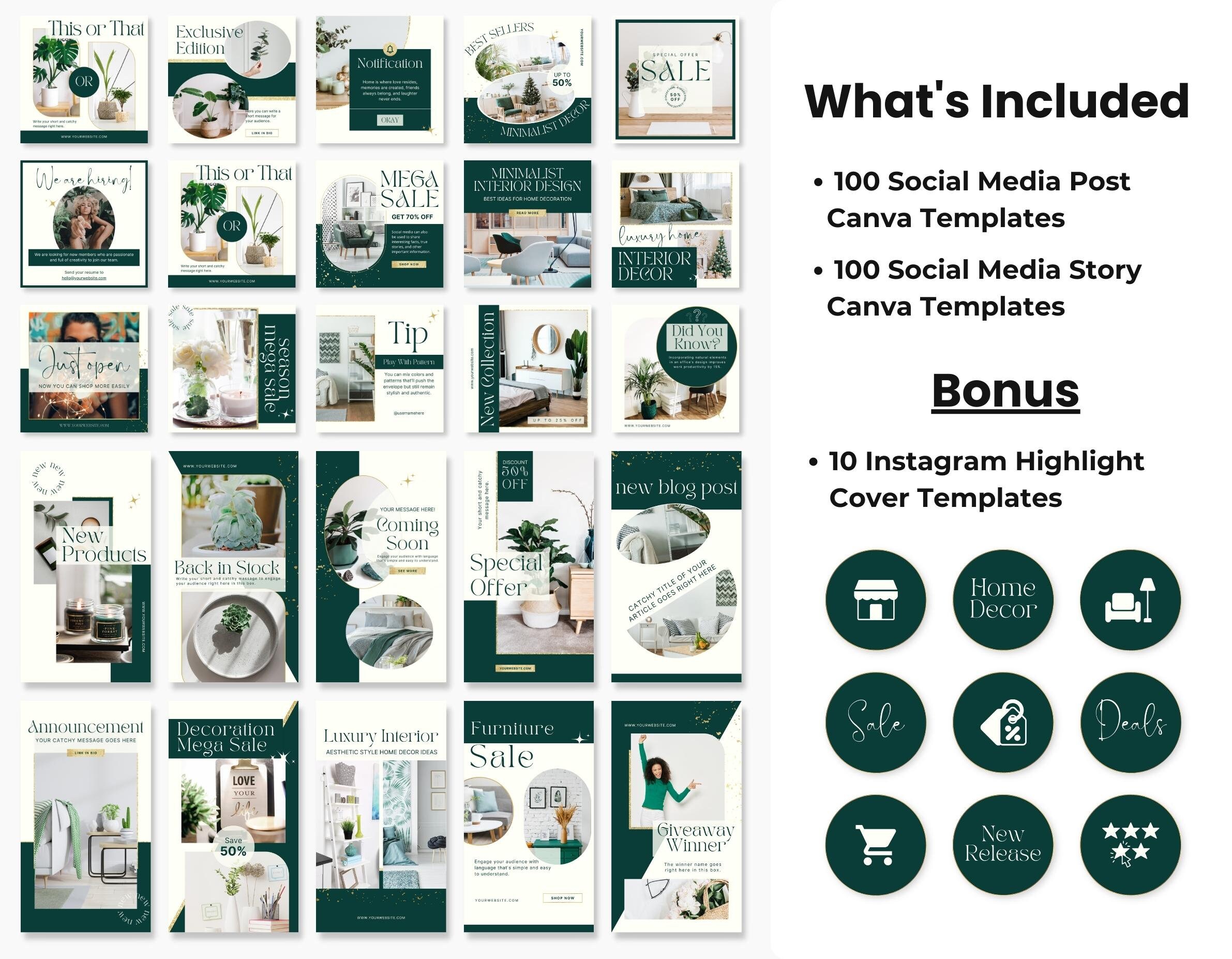 Home Decor Instagram Templates Bundle Kit Luxury Instagram - Etsy