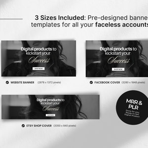 Faceless Website Banner Templates With PLR & MRR, Aesthetic Faceless ...