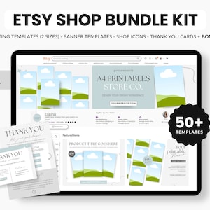 Etsy Printables A4 Shop Bundle, Digital Shop Etsy Branding Kit Canva ...