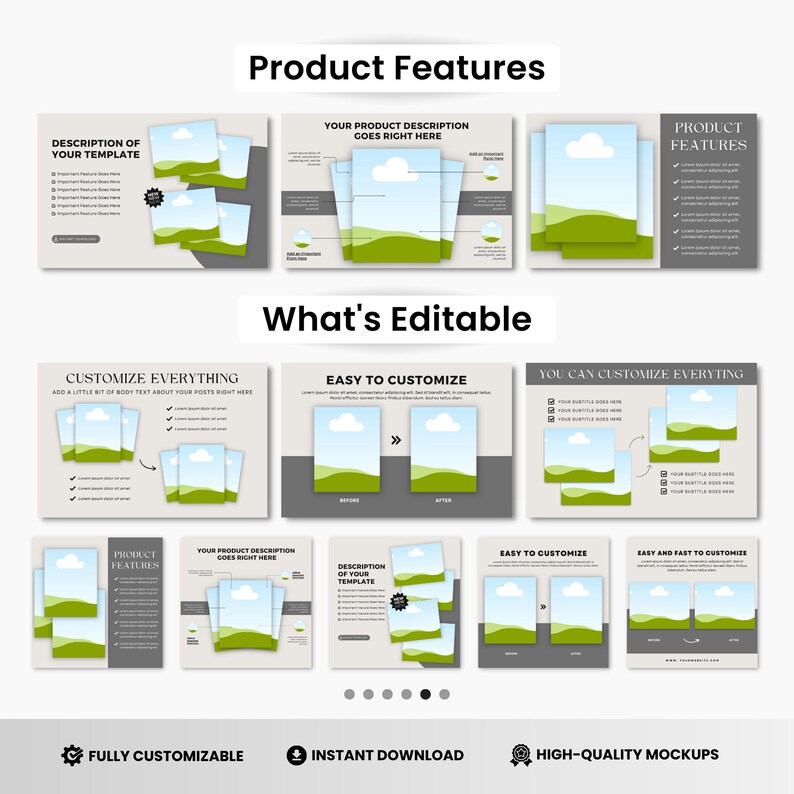 US Letter Size Listing Mockups Bundle, US Letter Printables Mockup ...