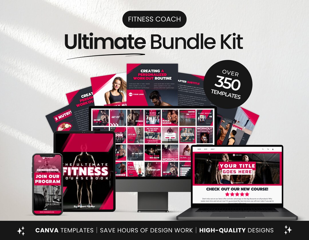 Ultimate Fitness Coach Social Media Templates Bundle Kit, Fitness ...