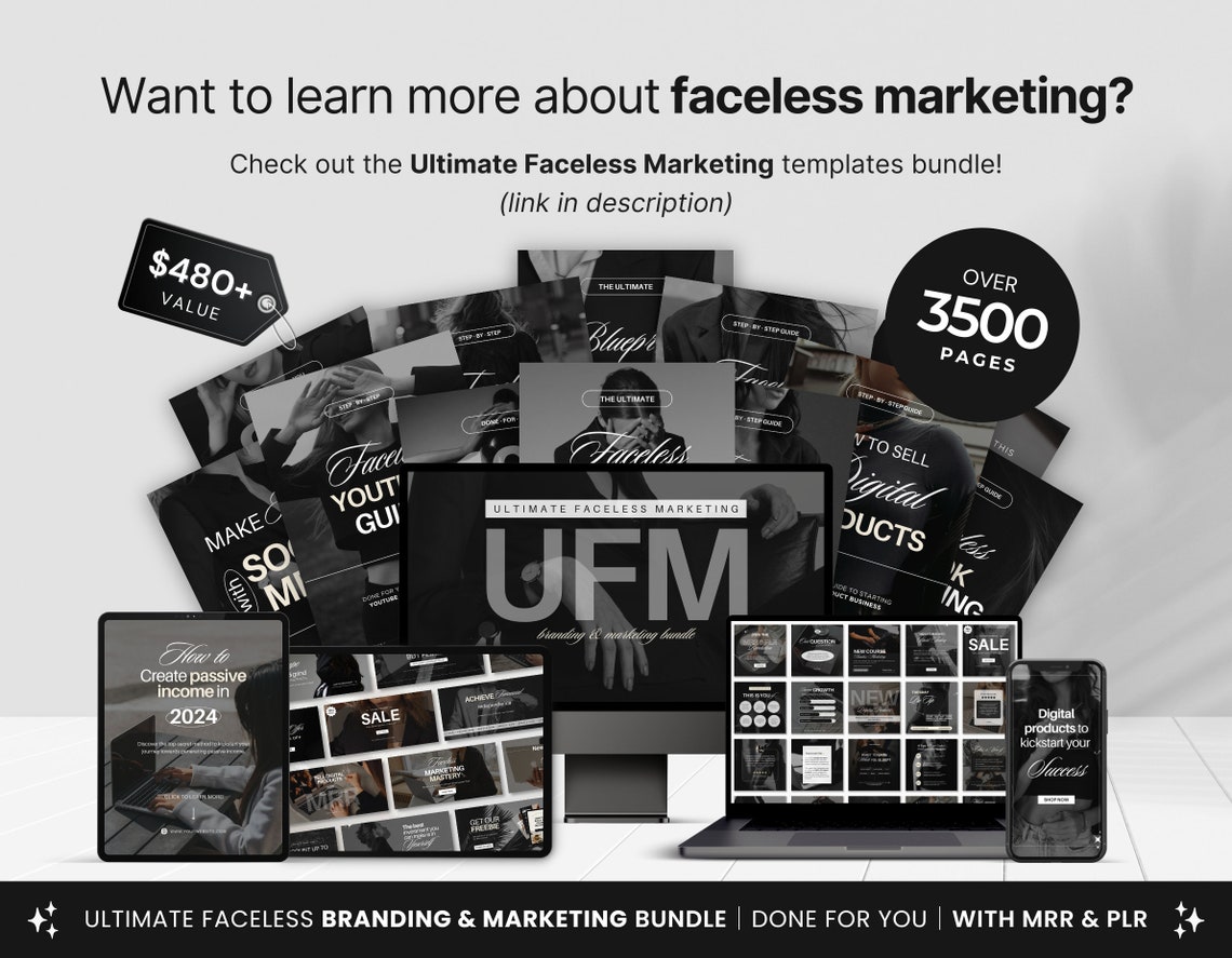 Faceless Website Banner Templates With PLR & MRR, Aesthetic Faceless ...