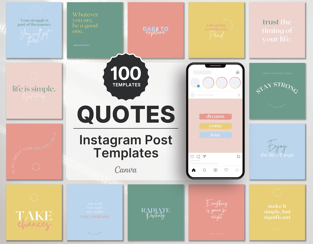 Colorful Quotes Instagram Post Templates, Social Media Post Quotes ...