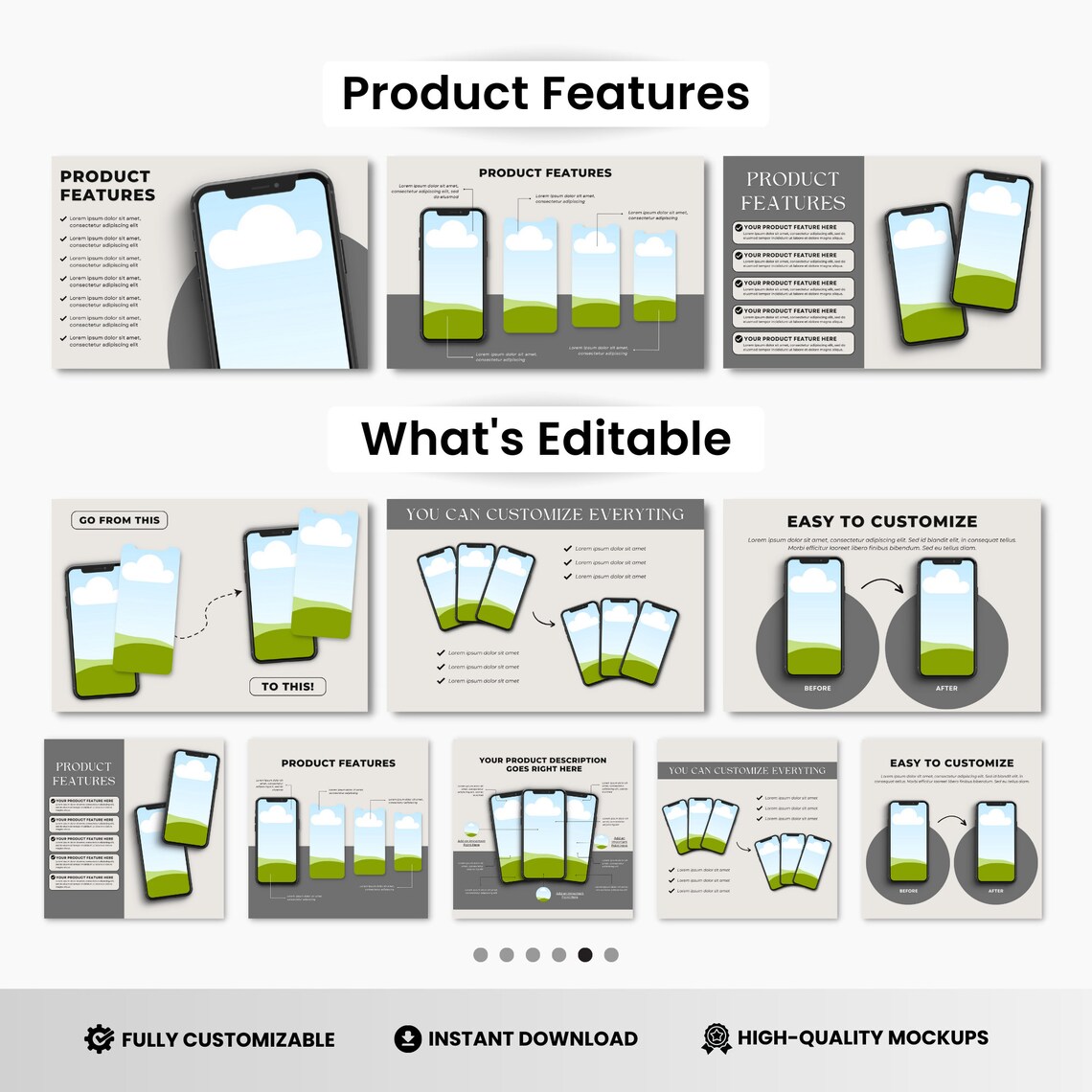 Smartphone Canva Mockup Templates Bundle, Etsy Listing Template for ...