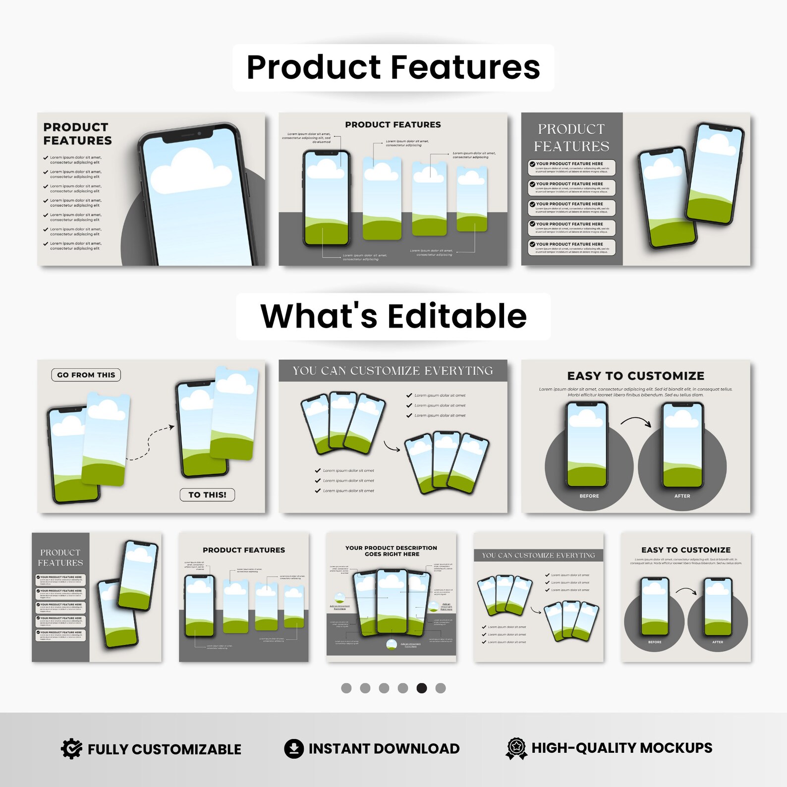 Smartphone Canva Mockup Templates Bundle, Etsy Listing Template for ...