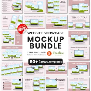 Website Showcase Mockup Canva Templates Bundle, Etsy Listing Template ...