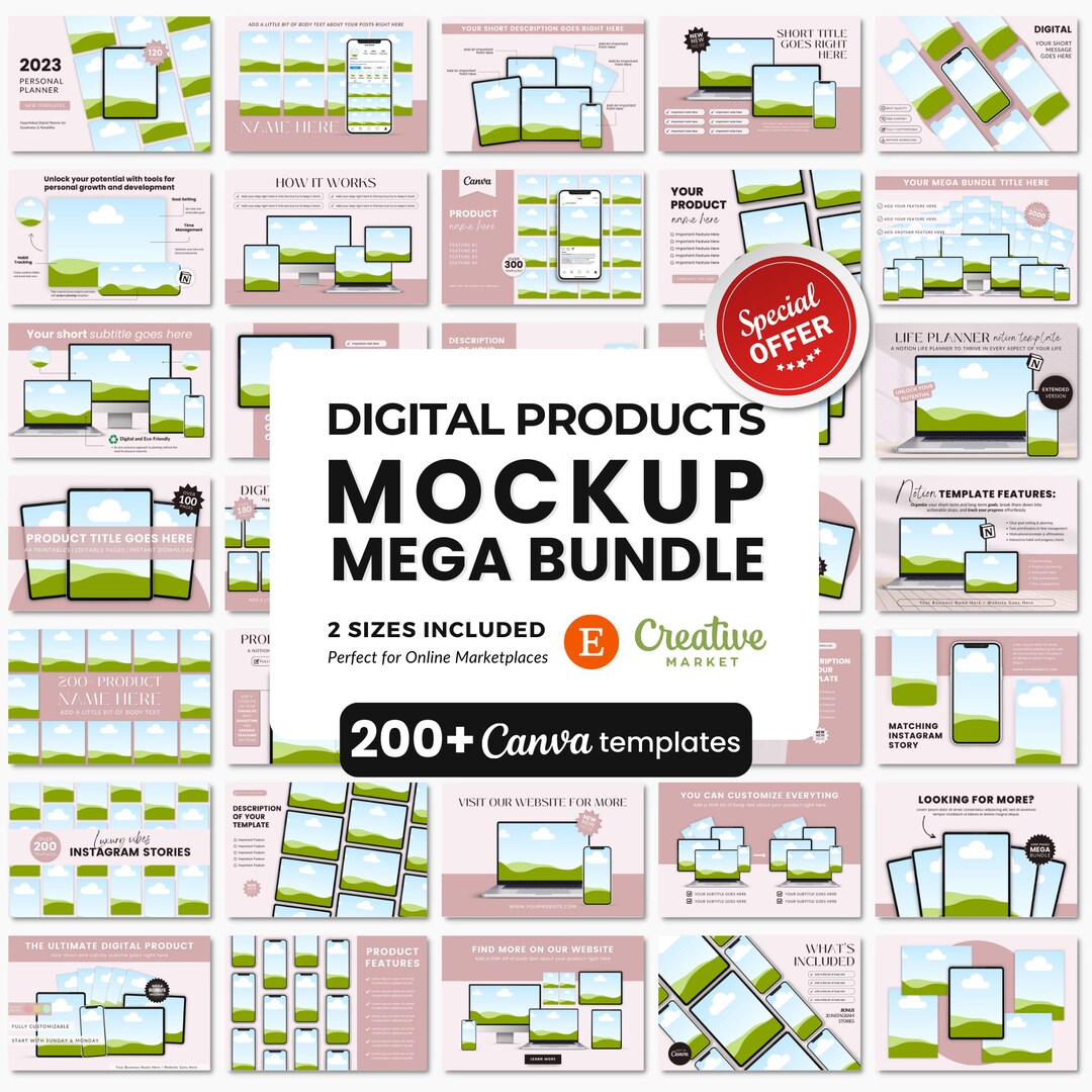 Digital Products Mockup Templates Mega Bundle, Etsy Listing Template ...