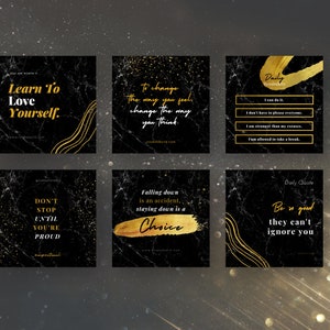 Instagram Quotes Post Templates Black & Gold, Luxury Quotes Instagram ...