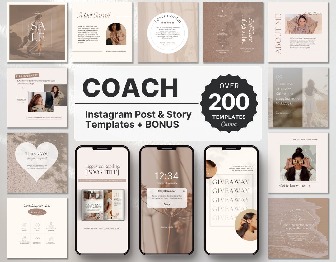 Coach Instagram Templates Bundle Kit, Coaching Instagram Templates ...