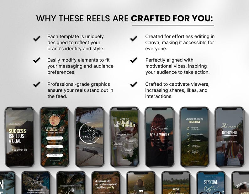 100 Motivational Reels Templates for Instagram & Tiktok, Canva Video ...
