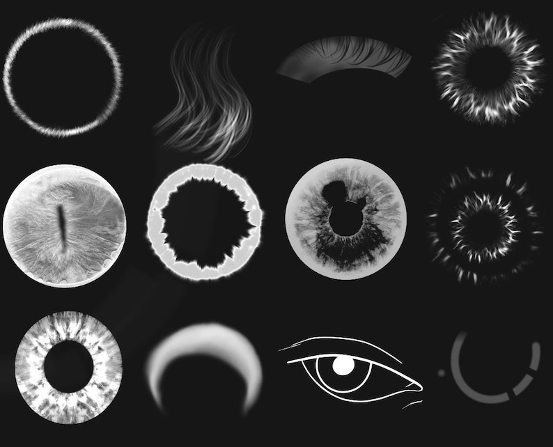 Eyes Brushes, Iris Brushset Procreate, Makeup Stamps, Digital Textured ...