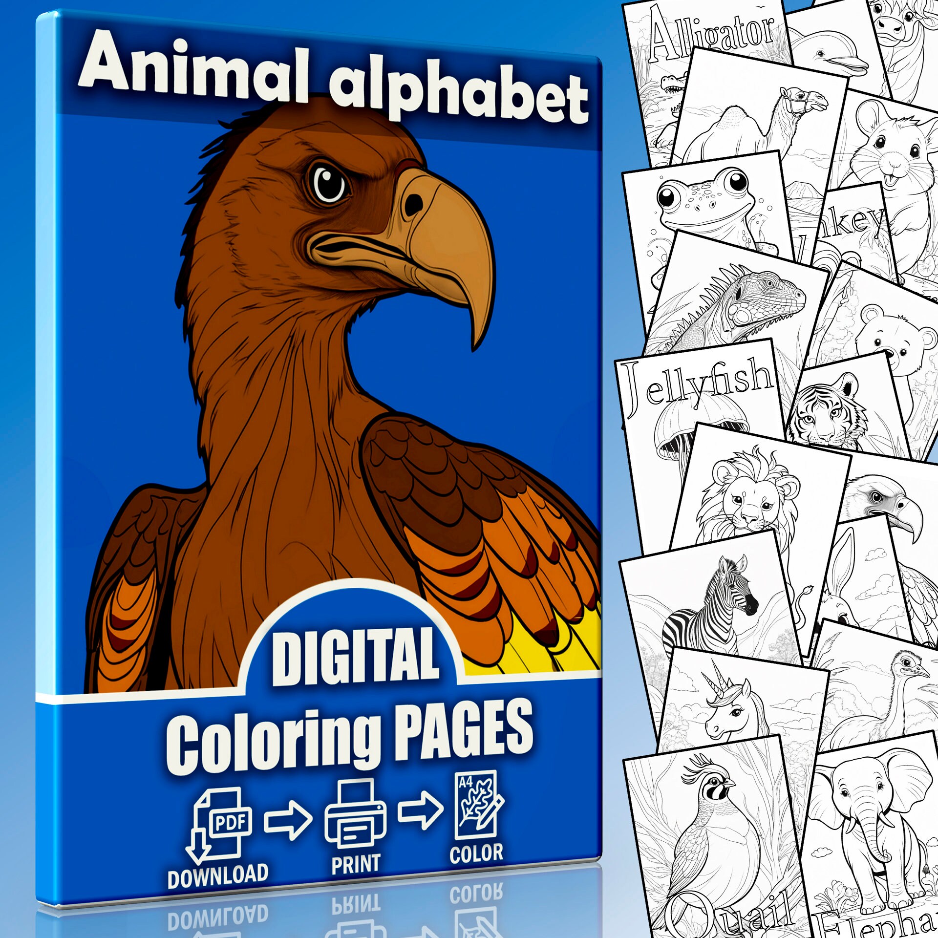 Coloring Book, Children's Book, Coloring Pages, Alphabet, Animals in ...