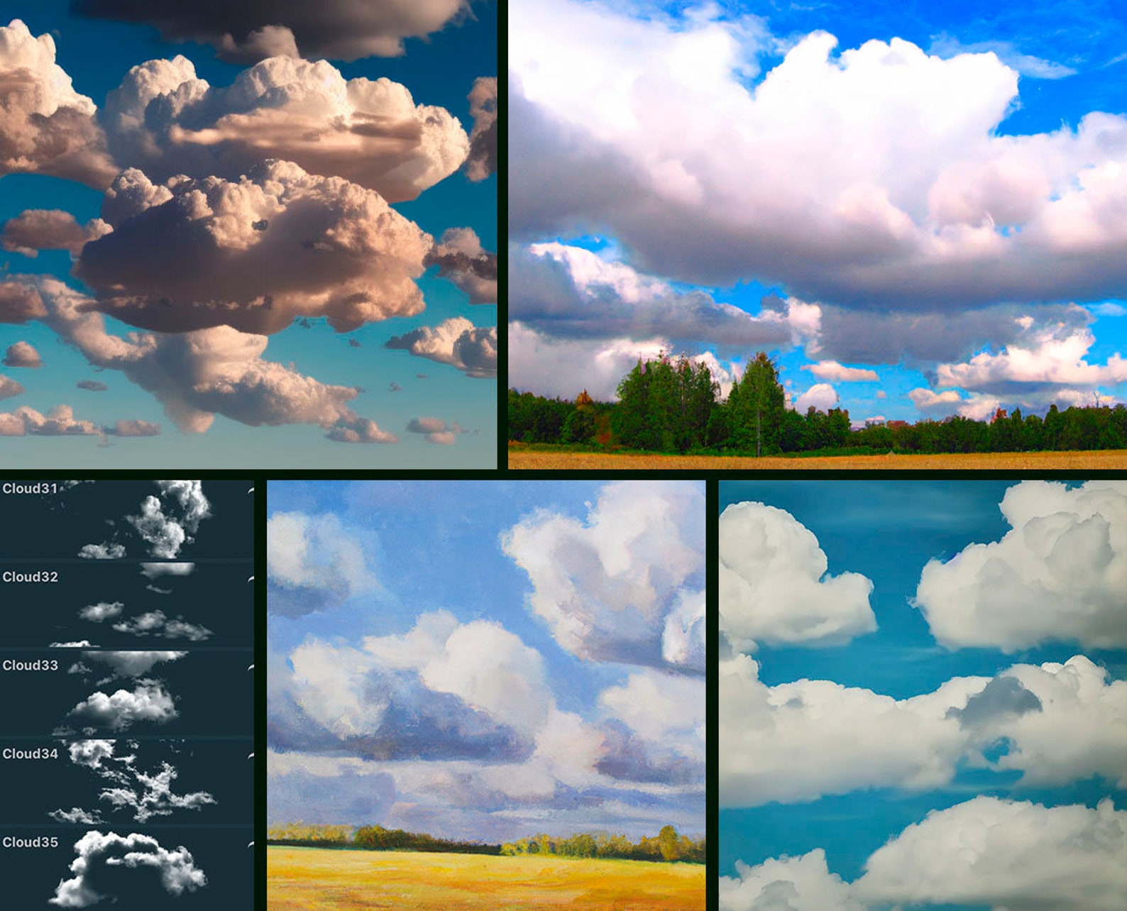Cloud Brushes, Sky Brushset Procreate, Cloudy Sky Stamps, Digital ...