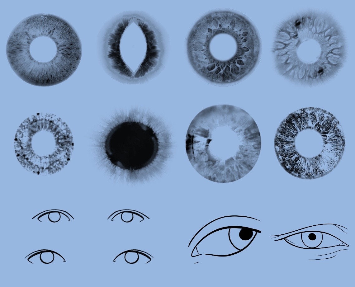 Eyes Brushes, Iris Brushset Procreate, Makeup Stamps, Digital Textured ...