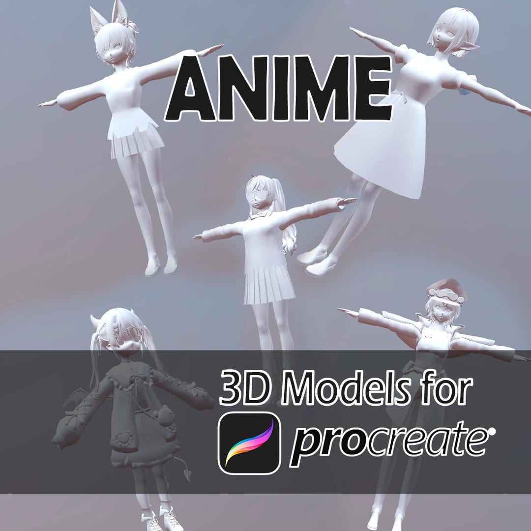 3D Models for Procreate, Anime, Girl, Anime Figures, Models in USDZ ...