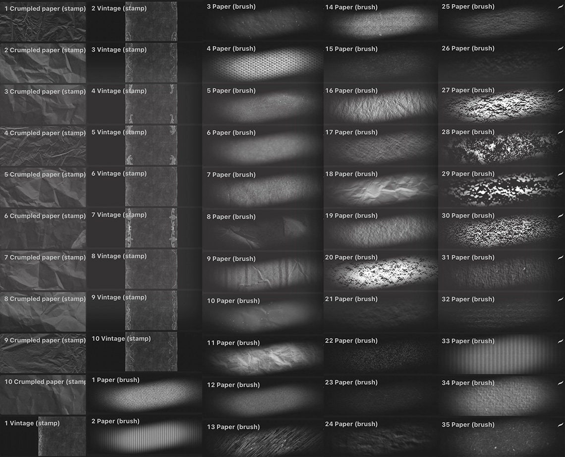 Paper Brushes, Vintage Paper Brushset Procreate, Paper Texture, Digital ...