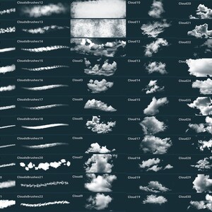 Cloud Brushes, Sky Brushset Procreate, Cloudy Sky Stamps, Digital Textured Realistic Sky, Mist ...
