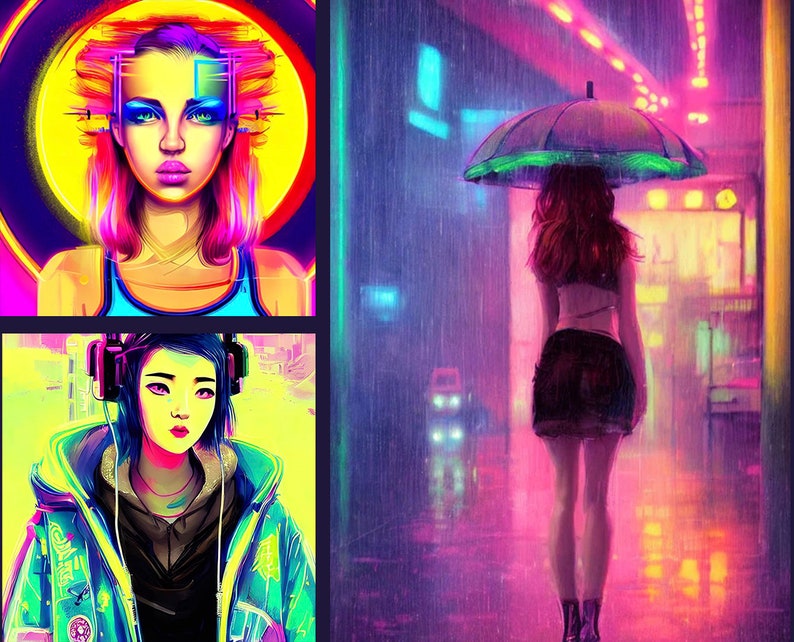 Procreate Neon Brush Set: Cyberpunk Stamps, Glowing Effects (digital ...