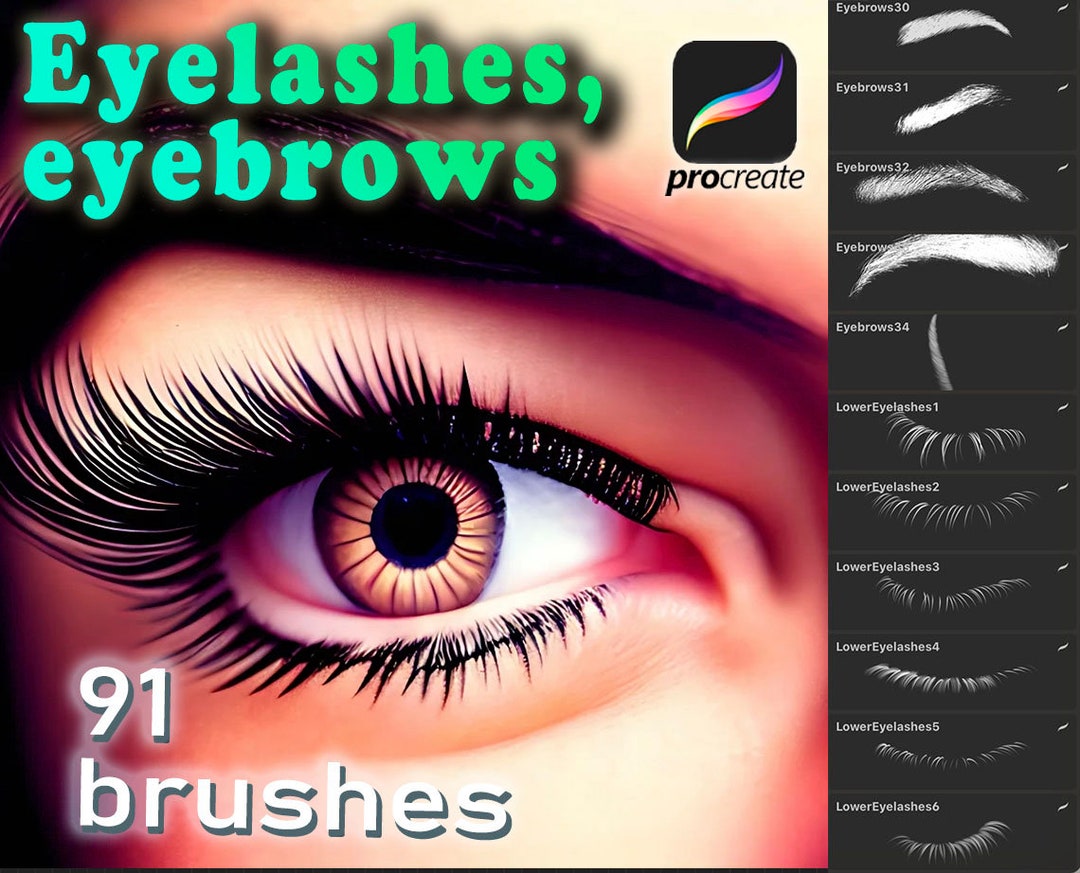 Eyelash Brushes, Fashion Women Brushset Procreate, Eyebrows Stamps ...