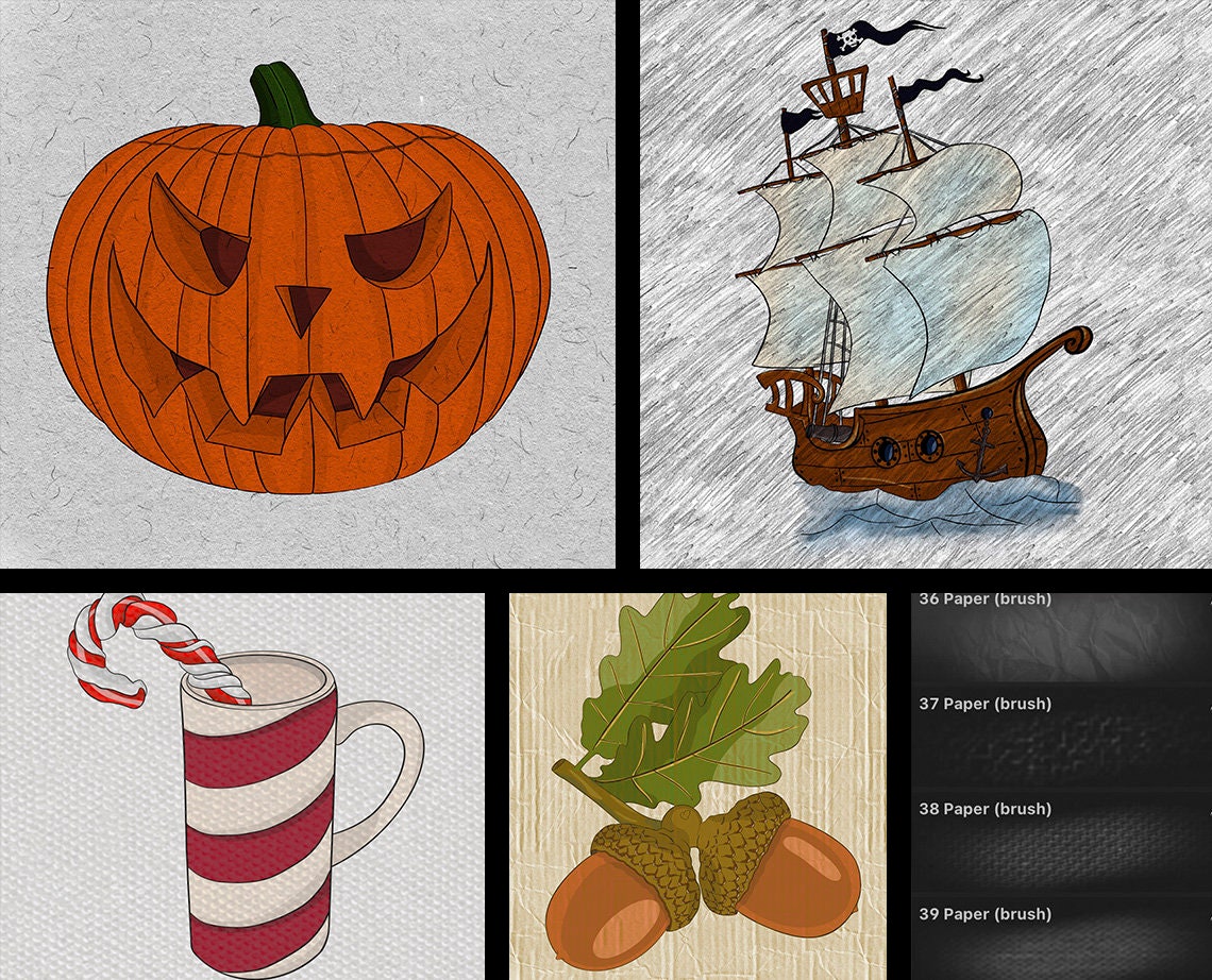 Paper Brushes, Vintage Paper Brushset Procreate, Paper Texture, Digital ...