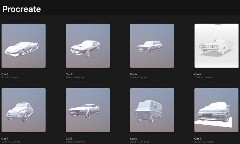 Procreate 3D Car Models: Textured & Plain USDZ Files (PDF Download) - Etsy