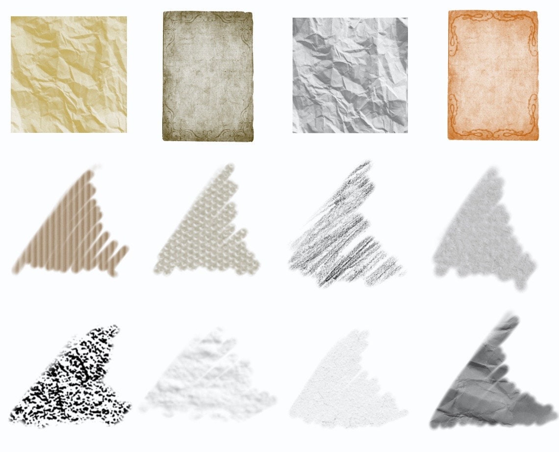 Paper Brushes, Vintage Paper Brushset Procreate, Paper Texture, Digital ...