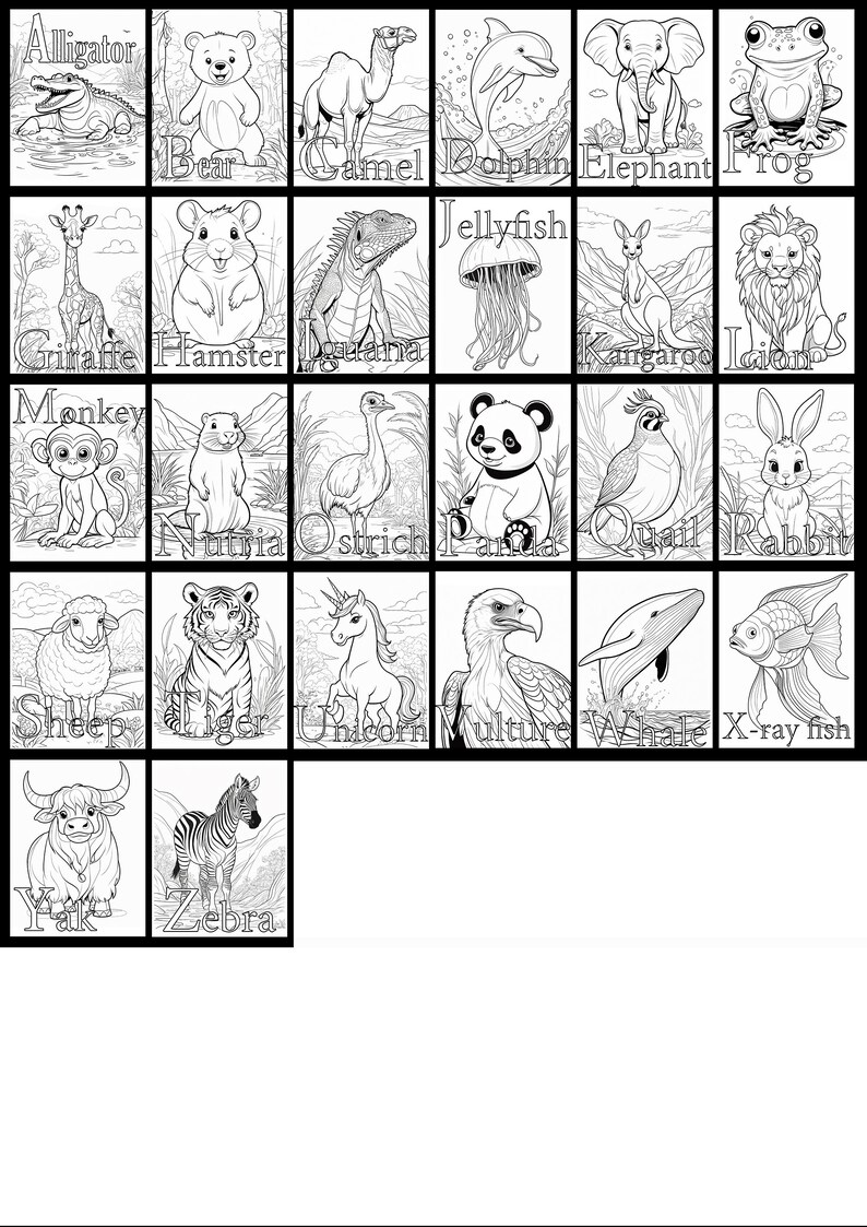 Coloring Book, Children's Book, Coloring Pages, Alphabet, Animals in ...