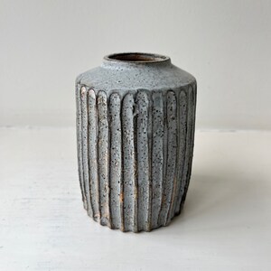Danish Studio Grey Grooved Ceramic Vase. Handmade Stoneware Ceramic ...