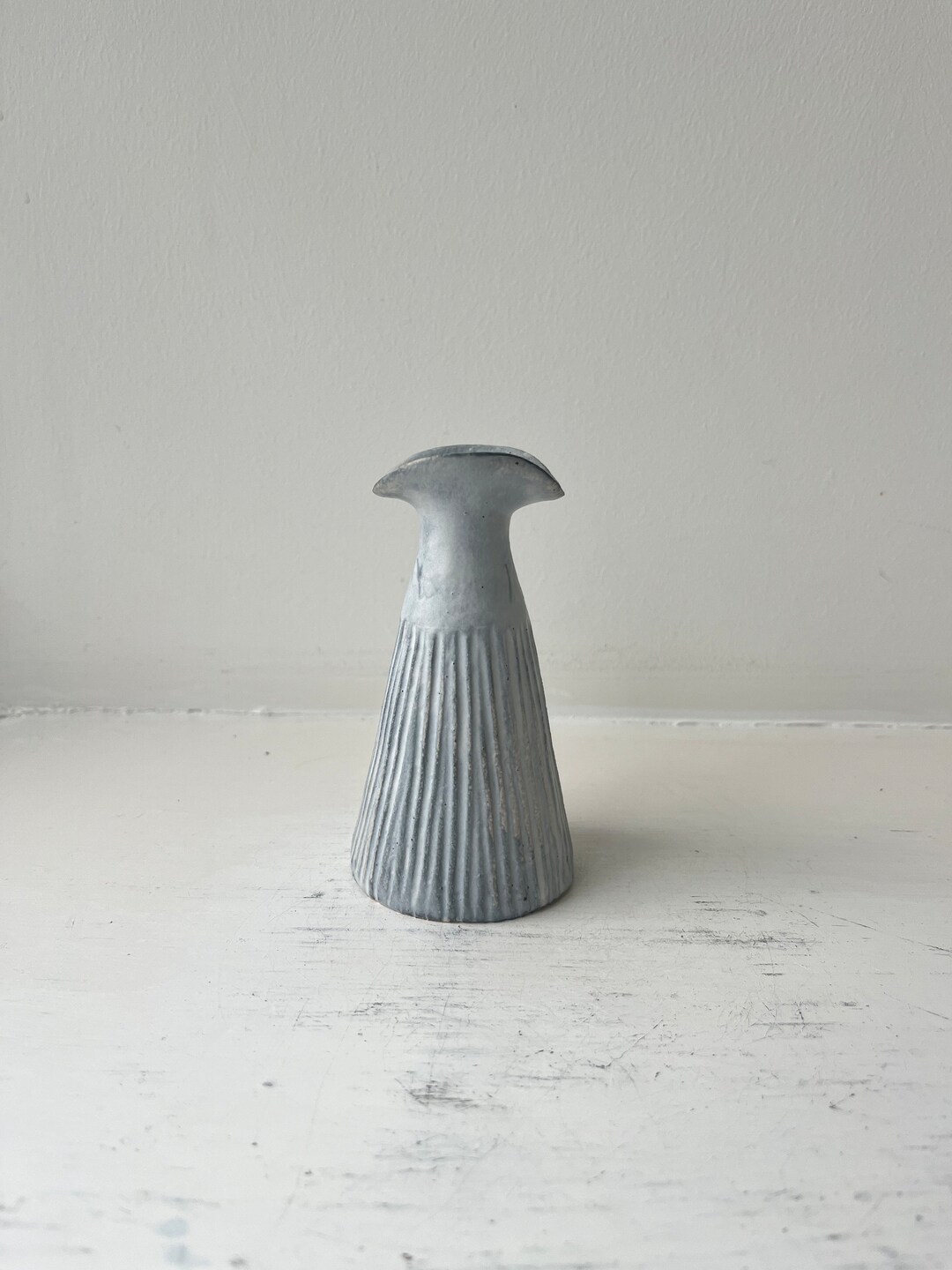 Danish Studio Ceramic Grooved Grey Handmade Bud Vase. Handcrafted Grey ...