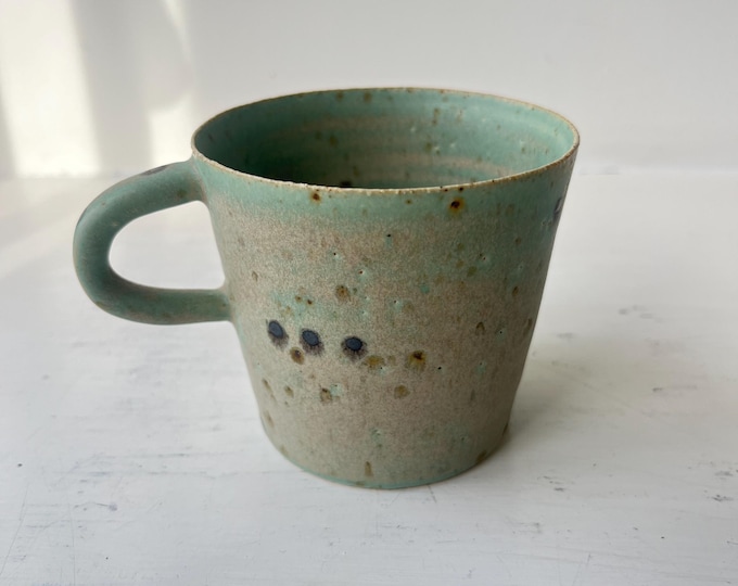 Danish Ceramic White Shallow Coffee Tea Cup Vessel With Pale Blue Spots ...