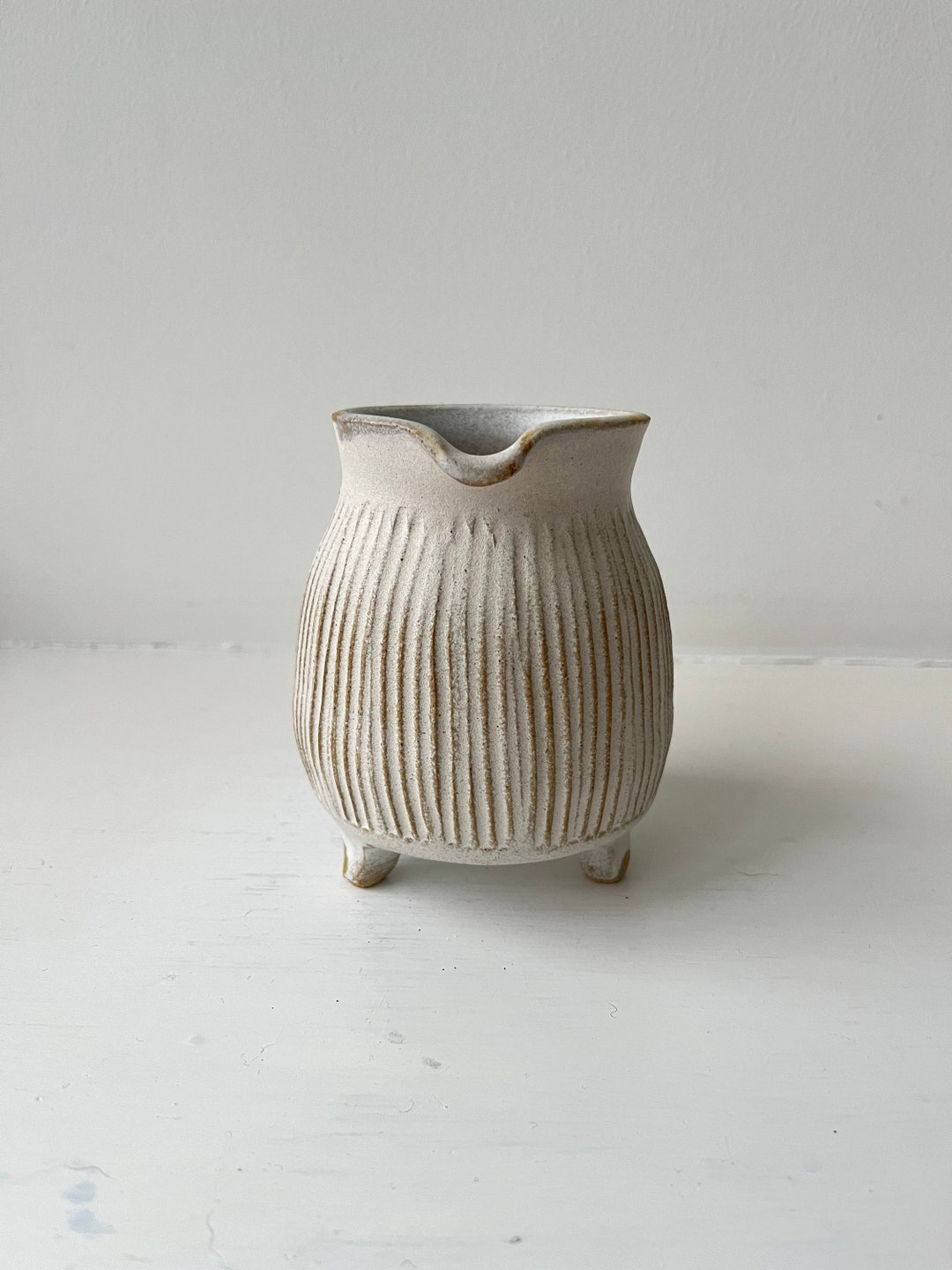 Danish Ceramic Grooved Footed Pitcher Jug. Danish Studio Design ...