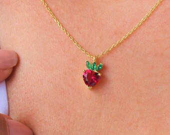 Red Apple Necklace - Etsy