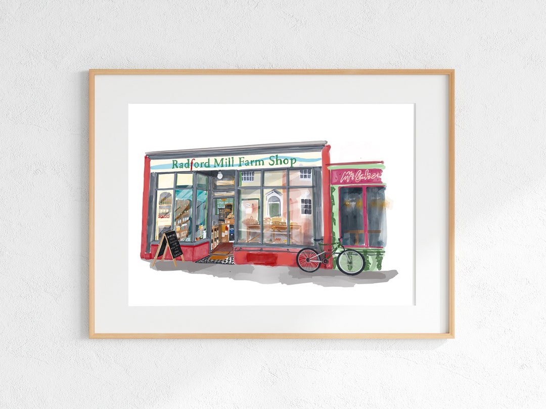 Farm Shop Street Scene Architecture Illustration A4 A3 - Etsy