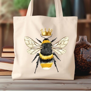 Queen Bee Tote Bag, Perfect Gift for Beekeeper, Honey Bee Canvas Tote ...