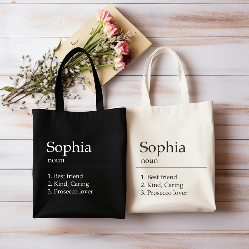 Custom Name Tote Bag for Best Friend, Best Friend Kind Caring Prosecco ...