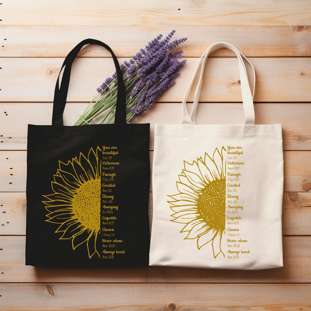 Christian Tote Bag,sunflower Bible Verse Tote Bag,god Lover Bag,you're ...
