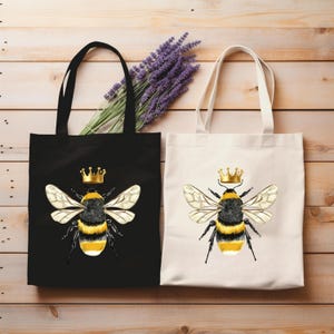 Queen Bee Tote Bag, Perfect Gift for Beekeeper, Honey Bee Canvas Tote ...