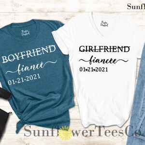 Custom Date Engagement Shirts for Couple, Boyfriend Fiance Gift Shirt ...
