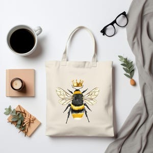 Queen Bee Tote Bag, Perfect Gift for Beekeeper, Honey Bee Canvas Tote ...