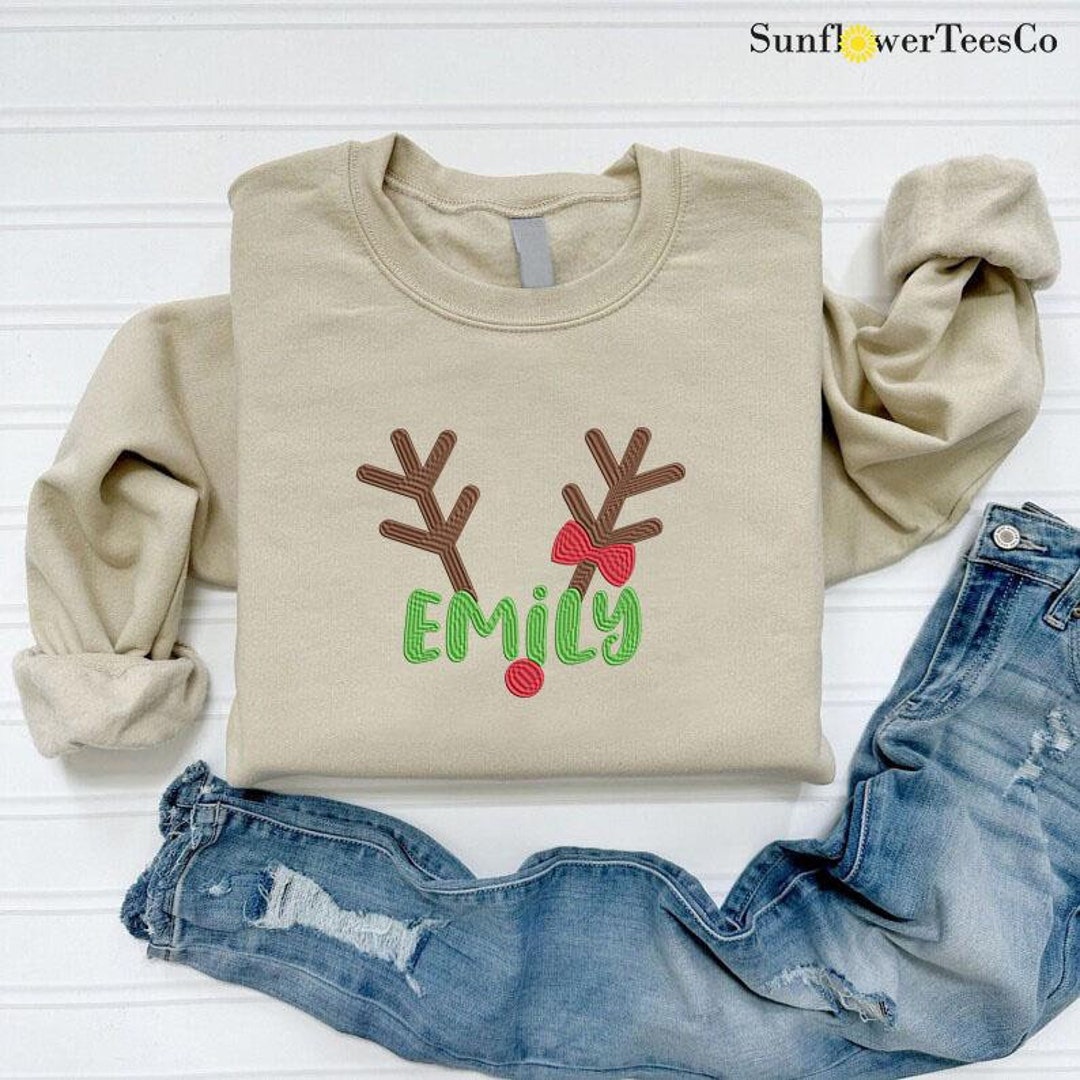 Custom Reindeer Family Matching Christmas Embroidery Sweater,christmas ...