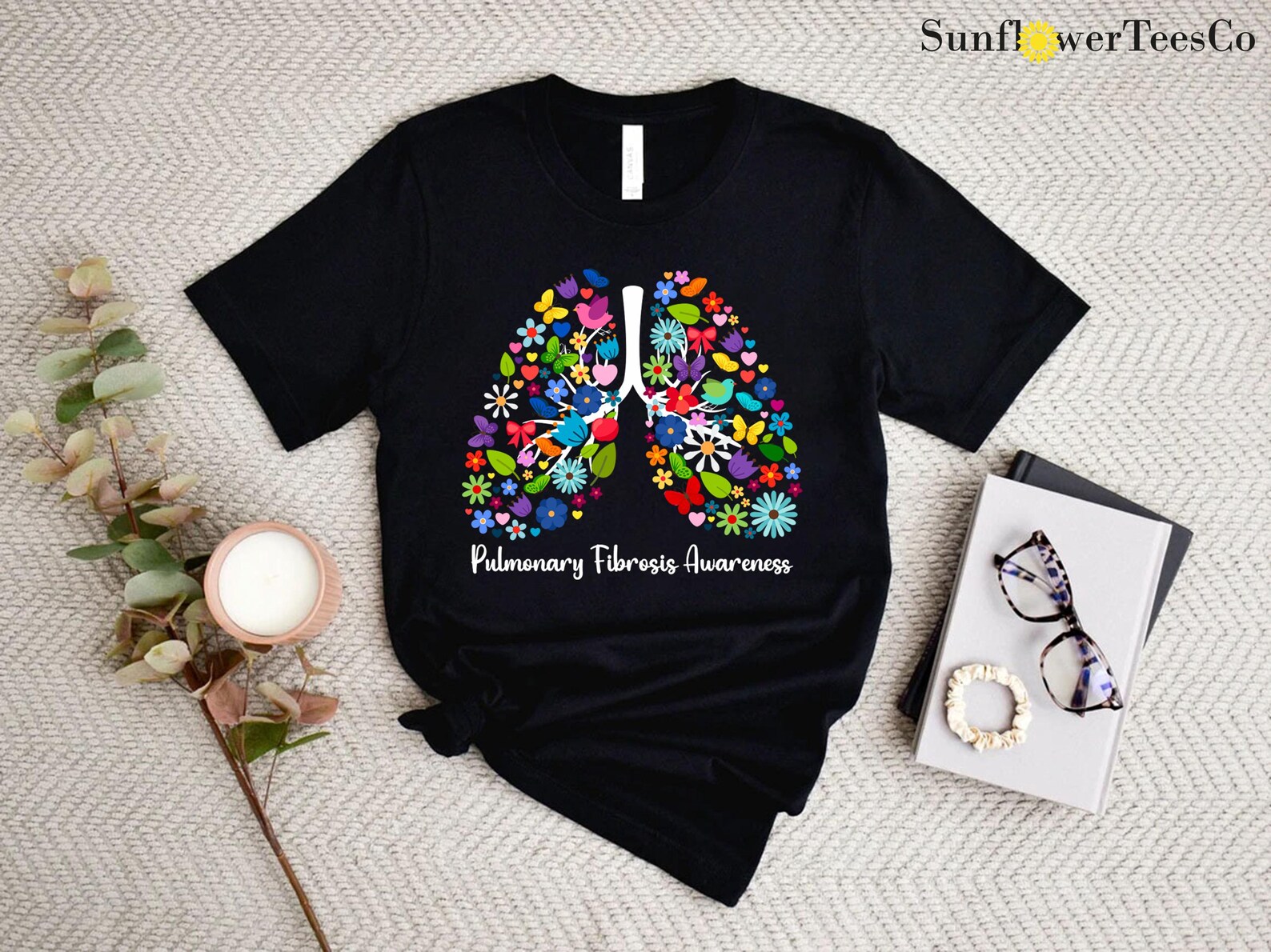 Pulmonary Fibrosis Awareness Shirt, Floral Lung Graphic Awareness Shirt ...