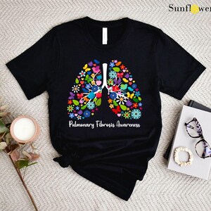 Pulmonary Fibrosis Awareness Shirt, Floral Lung Graphic Awareness Shirt ...