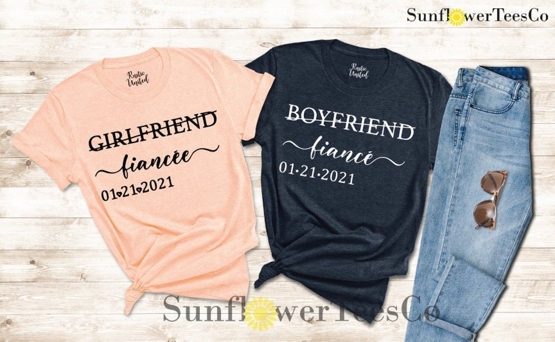 Custom Date Engagement Shirts for Couple, Boyfriend Fiance Gift Shirt ...