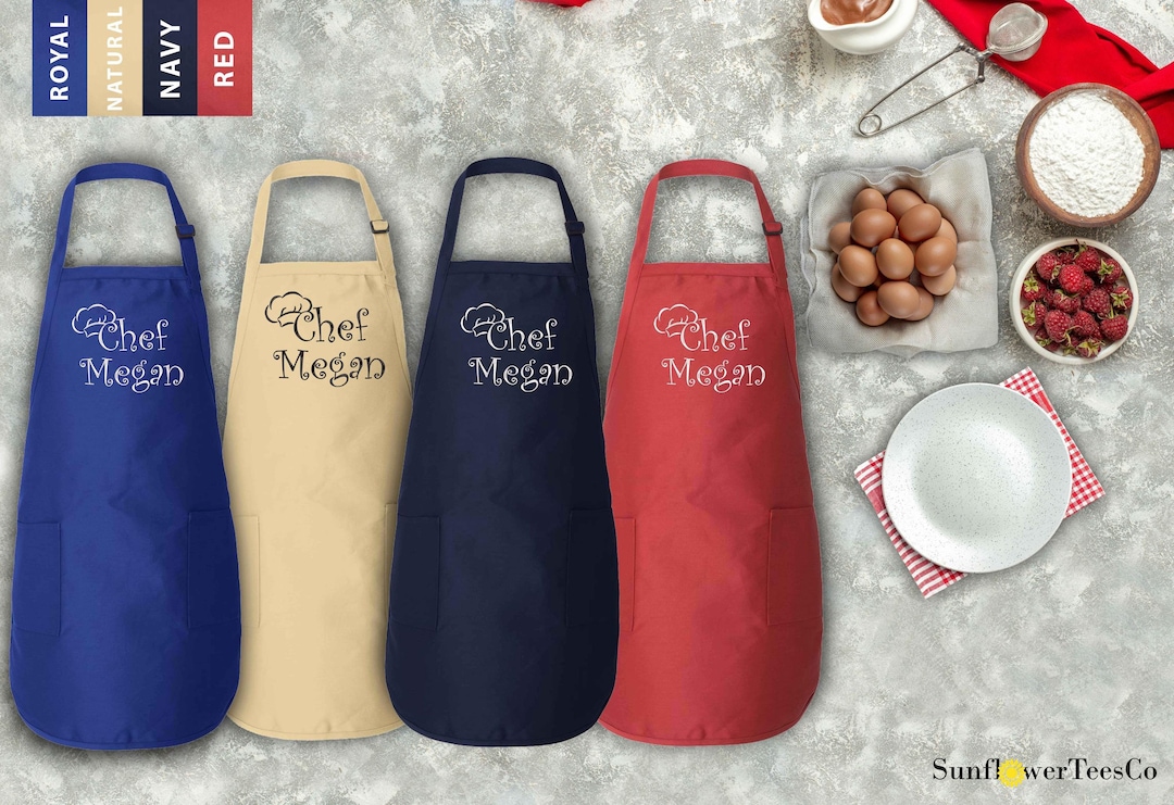 Custom Embroidered Chef Apron for Women, Embroidery Kitchen Apron ...