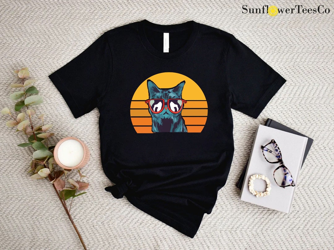 Retro Cat Tshirts, Vintage Cat T Shirt, Cool Cat Shirt With Sunglasses ...