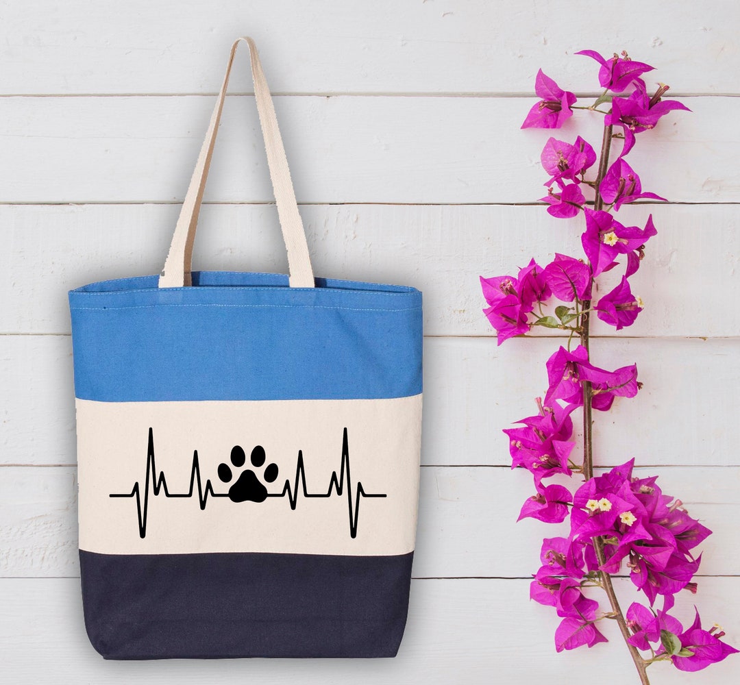 Heartbeat Paw Print Tote Bag, Vet Tech Appreciation Gift, Vet Tech Tote ...