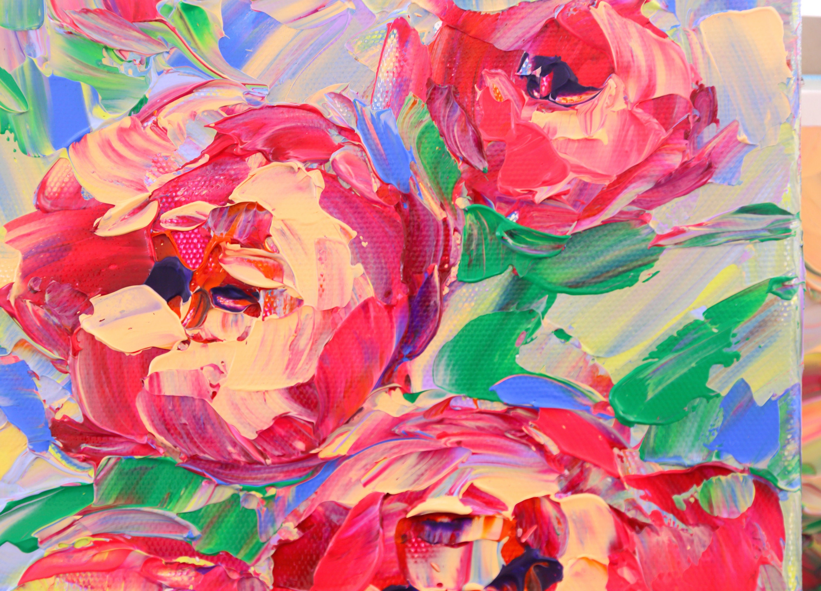 Peony Painting Original art Abstract Flowers Peonies WallArt | Etsy