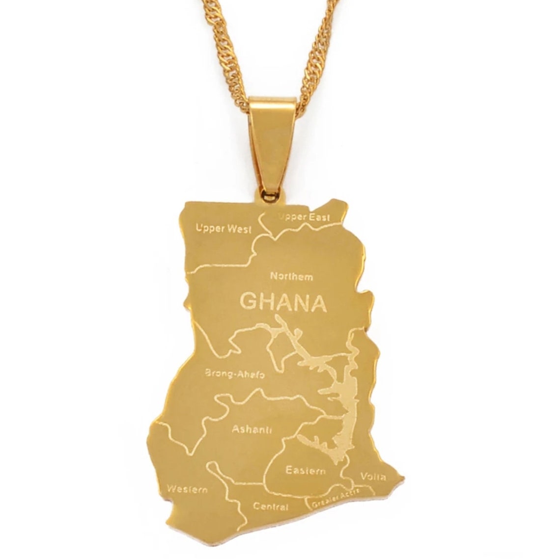 Gold Plated Ghanaian Pendant and Chain - Etsy