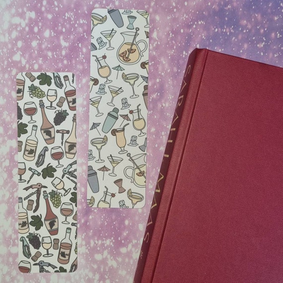 Drink Bookmarks Cocktails Wine Pastel Bookmarks Red Wine - Etsy