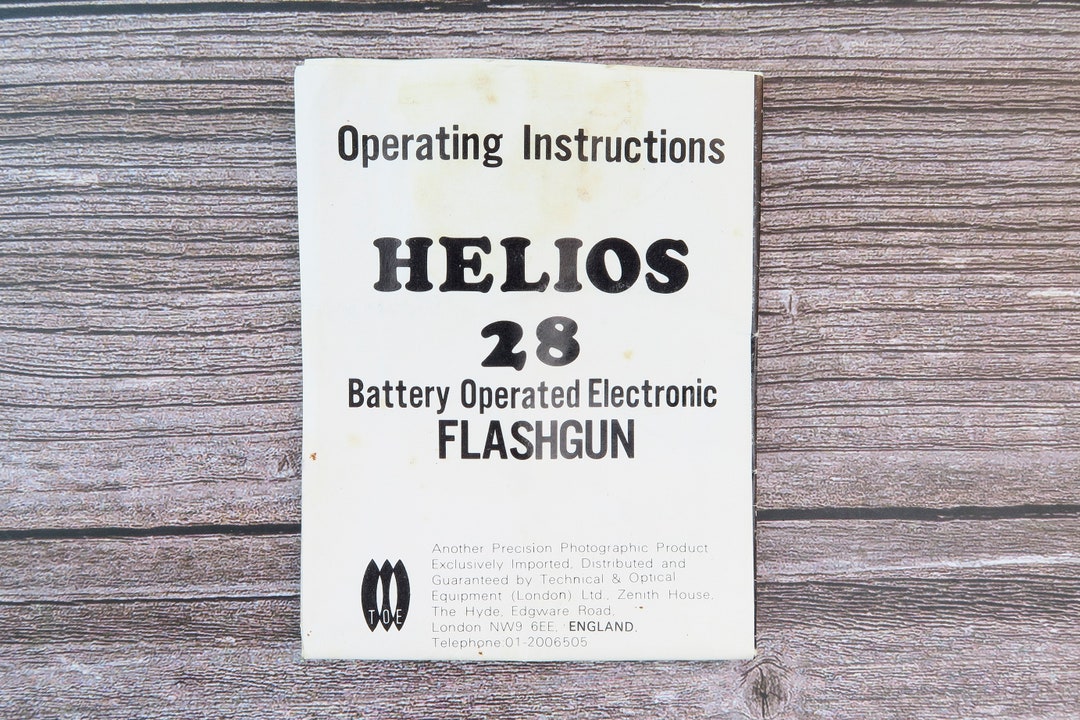 Original Helios 28 Flashgun Operating Instructions, Flash Manual ...